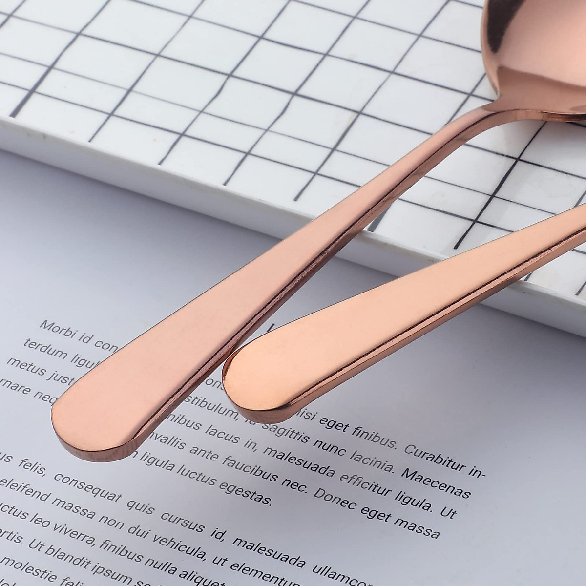 Broth Round Spoon Set, 8-Piece Reusable Stainless Steel Dinner Table Cereal Soup Spoon, Camping Ramen Spoons