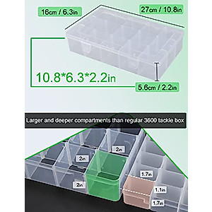 Tnqhuq Plastic Organizer Box Craft Box Bead Organizer Tackle Box Organizer 2 Pack 15 Large Grids Clear Craft Storage Box Snackle Box Container Washi Tape Organizer