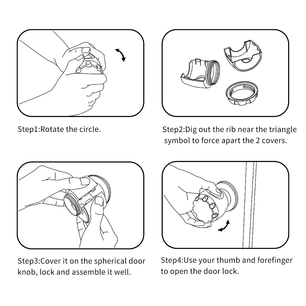 Uxoz Door Knob Safety Cover, 4 Pack Baby Safety Door Handle Cover, Screw Thread Design, Reusable, Reliable Solution to Prevent Kids from Popping Off The Covers