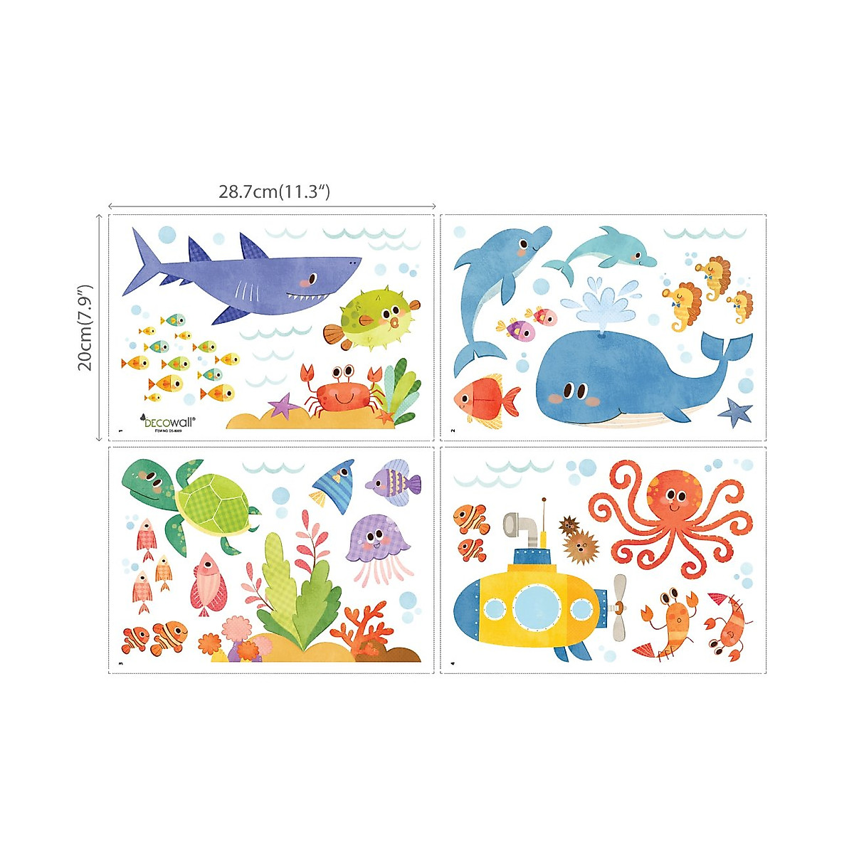 DECOWALL DS-8009 Sea Adventure Kids Wall Stickers Wall Decals Peel and Stick Removable Wall Stickers for Kids Nursery Bedroom Living Room (Small) d?cor