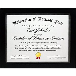 8.5x11 Black Gallery Certificate and Document Frame - Wide Molding - Includes Both Attached Hanging Hardware and Desktop Easel - Award, Certificates, Documents, a Diploma, or a Photo 8.5 x 11