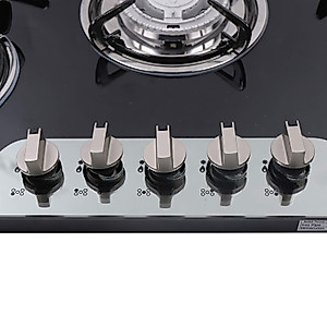 SNKOURIN 5 Burner Gas Stove Gas Cooktop 30 Inch,Stainless Steel Built-in Gas Stove with Independent Switch Control,NG/LPG Convertible Gas Cooktop,Thermocouple Protection