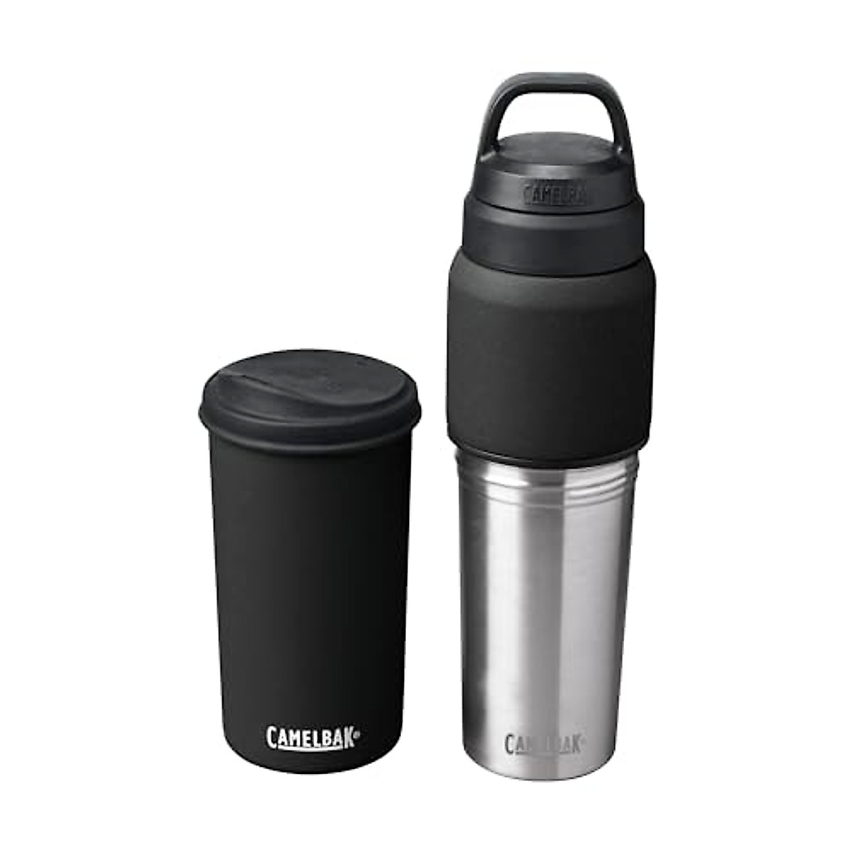 CamelBak MultiBev Water Bottle & Travel Cup – Vacuum Insulated Stainless Steel – Black – 22oz bottle & 16oz cup