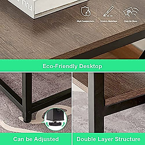 Coral Flower Modern Simple Study 47'' Industrial Office Desk for Home Office and Dining Room, Rustic Brown with black frame