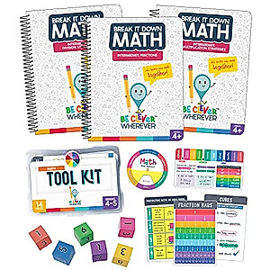 Be Clever Wherever Grade 4 Math Kit, 4th & 5th Grade Math Tool Kit, Intermediate Multiplication Strategies, Intermediate Division Strategies, and Intermediate Fractions Math Reference Books (17 Pc)