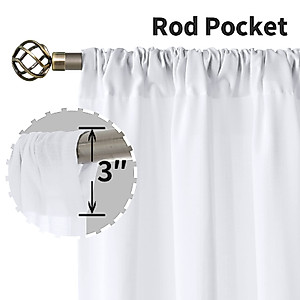 BGment White Linen Curtains 84 Inch for Bedroom, Linen Look Rod Pocket Light Filtering Privacy Sheer Curtains for Living Room, Opaque White Sheer Curtains 2 Panels, Each 52 x 84 Inch