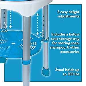Carex Easy Swivel Bath Stool and Bathtub Stool - Shower Stool, Adjustable Rotating Bath Seat and Shower Chair for Elderly with Storage Tray, Shower Stools For Seniors