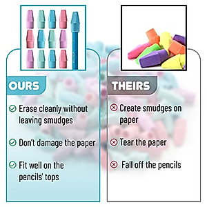 Mr. Pen- Pencil Top Erasers, Pastel Colors, 120 Pack, Pencil Erasers Toppers, Pencil Cap Erasers, Eraser Tops, Pencil Top Erasers Bulk, Eraser Caps for Pencils, Cap Erasers for Pencils Bulk