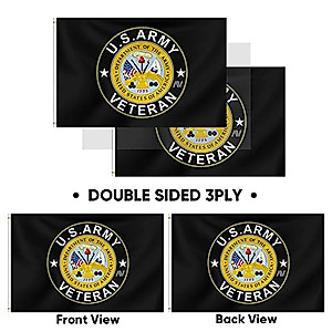 U.S Army Veteran Flag, 2x3 Ft United States Army Flags with Heavy Duty Polyester and Vivid Colors, 3Ply Double Sided Banner with Two Brass Grommets for Indoor and Outdoor 2x3 Feet