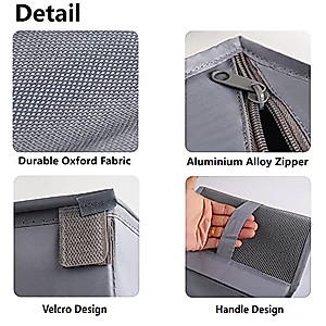 Yagizaai Bayou Fabric Shoe Box, 4 PCS Collapsible Stackable Breathable shoe storage organizer boxes with Clear Window and Handle, Upgraded Shoe Bin & Holder for Up to Size 10