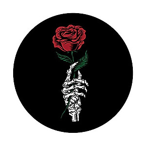 Rose Flower Tattoo - White Skeleton Hand Holding a Red Rose PopSockets PopGrip: Swappable Grip for Phones & Tablets