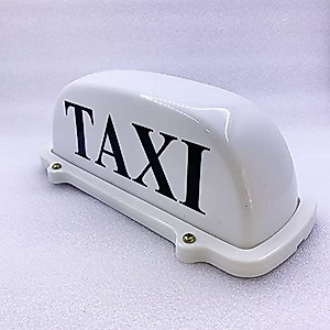 DRFLYSD USB Rechargeable Battery Taxi Top Light Roof Taxi Sign with Magnetic Base Waterproof Taxi Dome Light, White