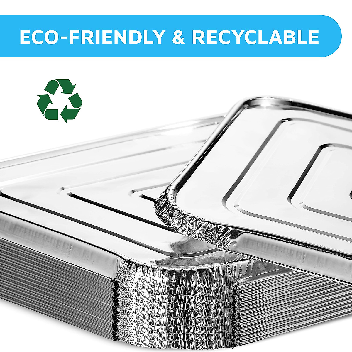 MontoPack Half-Size Aluminium Foil Lids | [50 Pack] | Perfect Fit for 9x13 Roasting Pans | Premium Quality for Baking & Catering | Disposable Food Prep Containers Lids