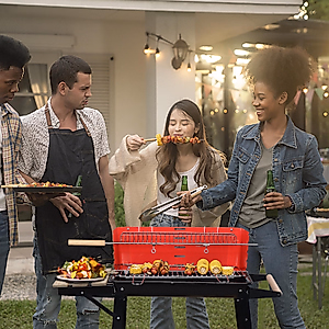 Charcoal Grill Outdoor With Side Tables, Barbecue Grill Backyard Griller Party Bbq Picnic Patio Cooking Charcoal Bbq for Wedding Gift 33.46"L x 16.54"W x33.86"H