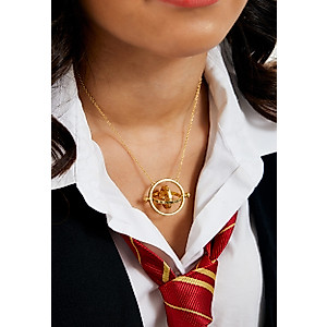 Harry Potter Jewelry - Hermione Time Travel Magical Hourglass Rotating Necklace, Time Turner, Flash Plated, 22"