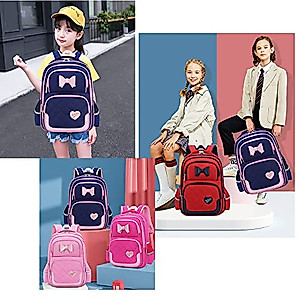 ZHANAO Backpack Bowknot for Girls Princess Style School Bag Daypack Set with Handbag