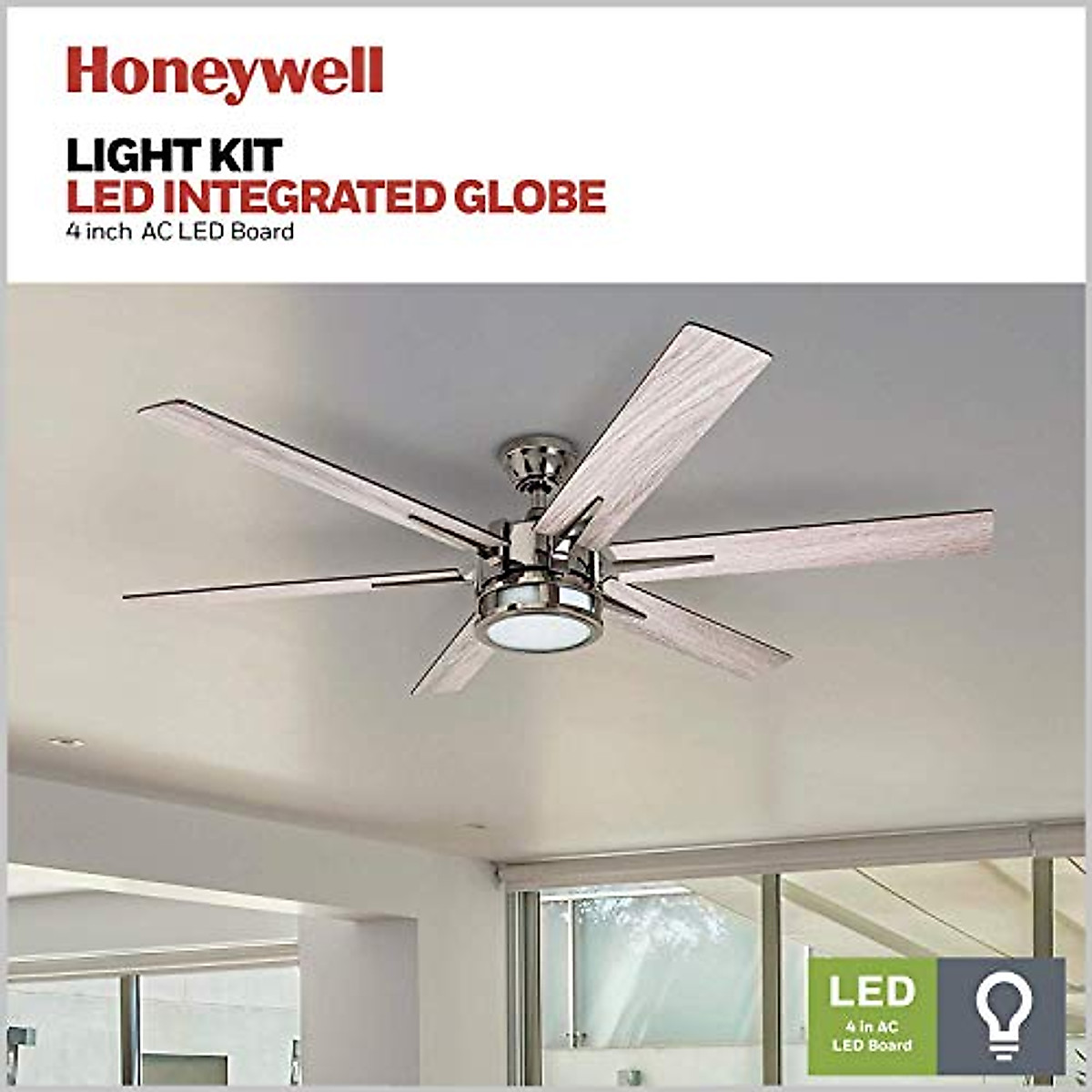 Honeywell Ceiling Fans Kaliza - 56-in Dual Mount Indoor - LED Ceiling Fan with Light - Contemporary Room Fan with Dual Finish Blades - Model 51035-01 (Gun Metal)