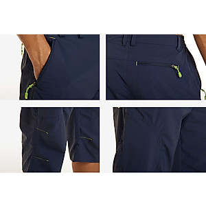 LACSINMO Men's Below Knee Shorts Quick Dry 3/4 Hiking Long Walking Shorts Summer Thin Capris with 4 Zipper Pockets Royal Blue