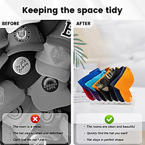 RAILONCH Hat Stand Organizer for Baseball Caps, 2Pack No Install Clear Acrylic Hat Holder for 14 Baseball Caps, Hat Racks Display Storage for Bedroom, Closet, Dresser
