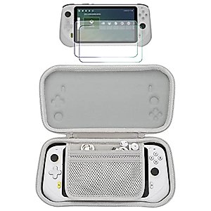 co2CREA Hard Case Compatible with Logitech G Cloud Gaming Handheld with 2-Pack Screen Protector (White Grey Case)