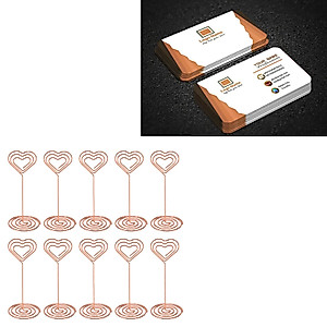 Aladeno 10Pcs Table Number Holders Place Card Holders Photo Holders Table Number Stands Layered Heart Style Stable Base Metal Place Card Holder for Wedding Party Office (Rose Gold)