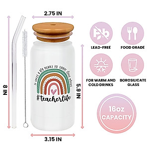 Teacher Appreciation Gifts - Teacher Gifts for Women - Thank You Teacher Gifts, Teachers Appreciation Gifts - Teacher Birthday Gifts, Back To School Gifts, Teacher Retirement Gifts - 16 Oz Can Glass