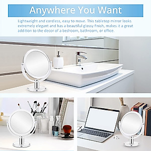 Fabuday Magnifying Makeup Mirror Double Sided - Desk Vanity Mirror with 1X & 15X Magnification, Two Way Make Up Mirror with Stand, Magnified Tabletop Cosmetic Mirror for Bathroom, Transparent