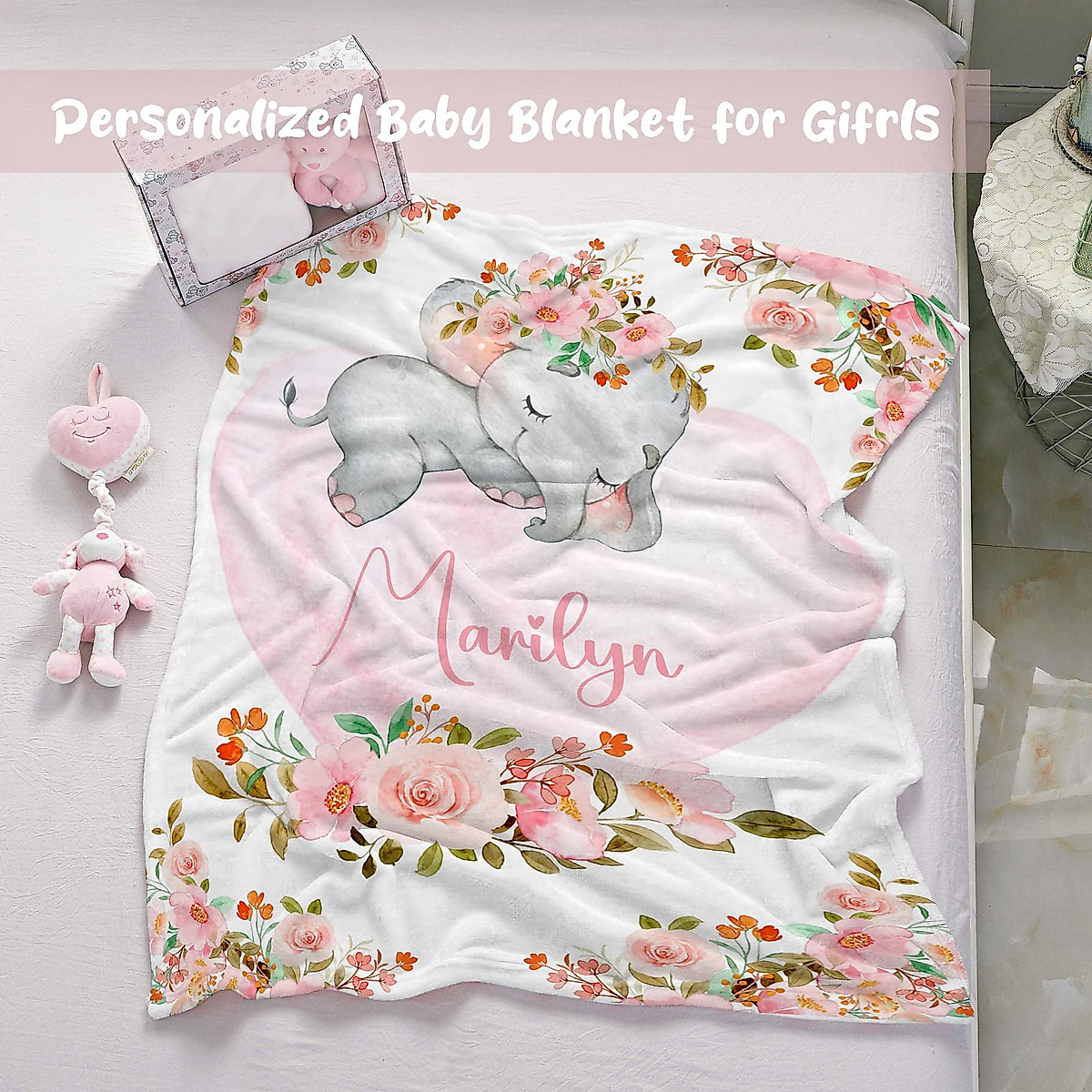 Personalized Baby Blanket for Girls Boys, Custom Baby Blanket with Name, Super Soft Personalized Gifts Blanket for Kids, Personalized Name Blanket for Birthday, Party, Valentine's Day