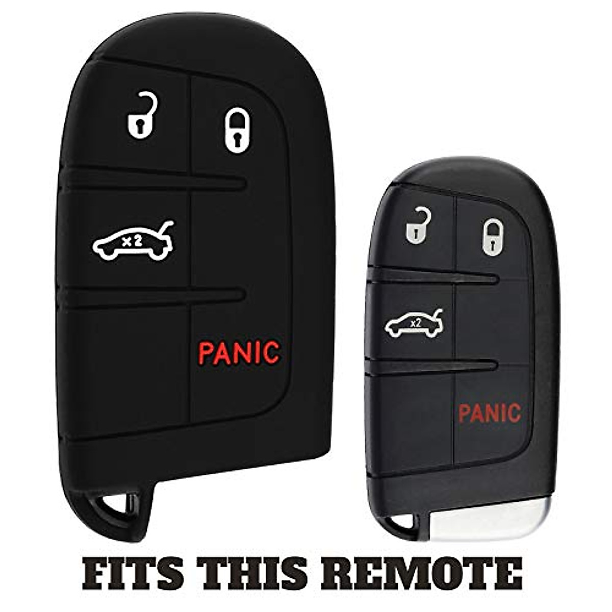 KeyGuardz Keyless Entry Remote Smart Key Fob Shell Cover Rubber Case for Chrysler 300 Dodge Challenger Charger Dart (Pack of 2)