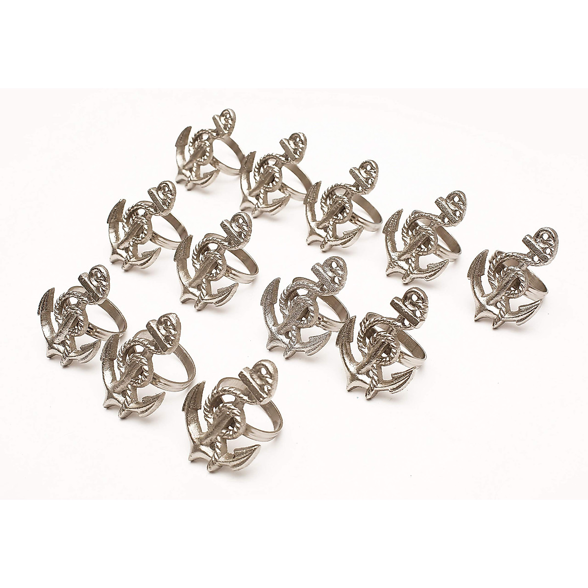 Alpha Living Home Christmas Decoration Silver Napkin Rings Set of 12, Thanksgiving Napkin Holders, Napkin Rings Bulk for Fall, Christmas, Party Decoration, Dinning Table, Everyday, Family Gatherings