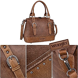 Wrangler Hobo Crossbody Bag Top Handle Small Satchel Purse Shoulder Handbag with Smooth Leather for Women,B2B-WG48-S5110BR
