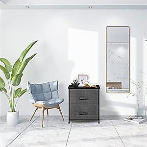 Cffuvros Bedside Table Dresser, End Table Storage Tower - Sturdy Steel Frame, Wood Top, Easy Pull Fabric Bins - Organizer Unit for Bedroom, Hallway, Entryway, Closets