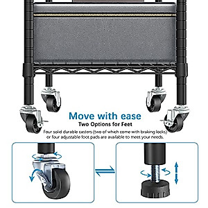 VIPEK V11C Wire Garment Rack Rolling Clothes Rack Heavy Duty Portable Closets with Lockable Wheels Adjustable Wardrobe Black Metal Clothing Rack with Frosted Translucent Cover, Max Load 452LBS