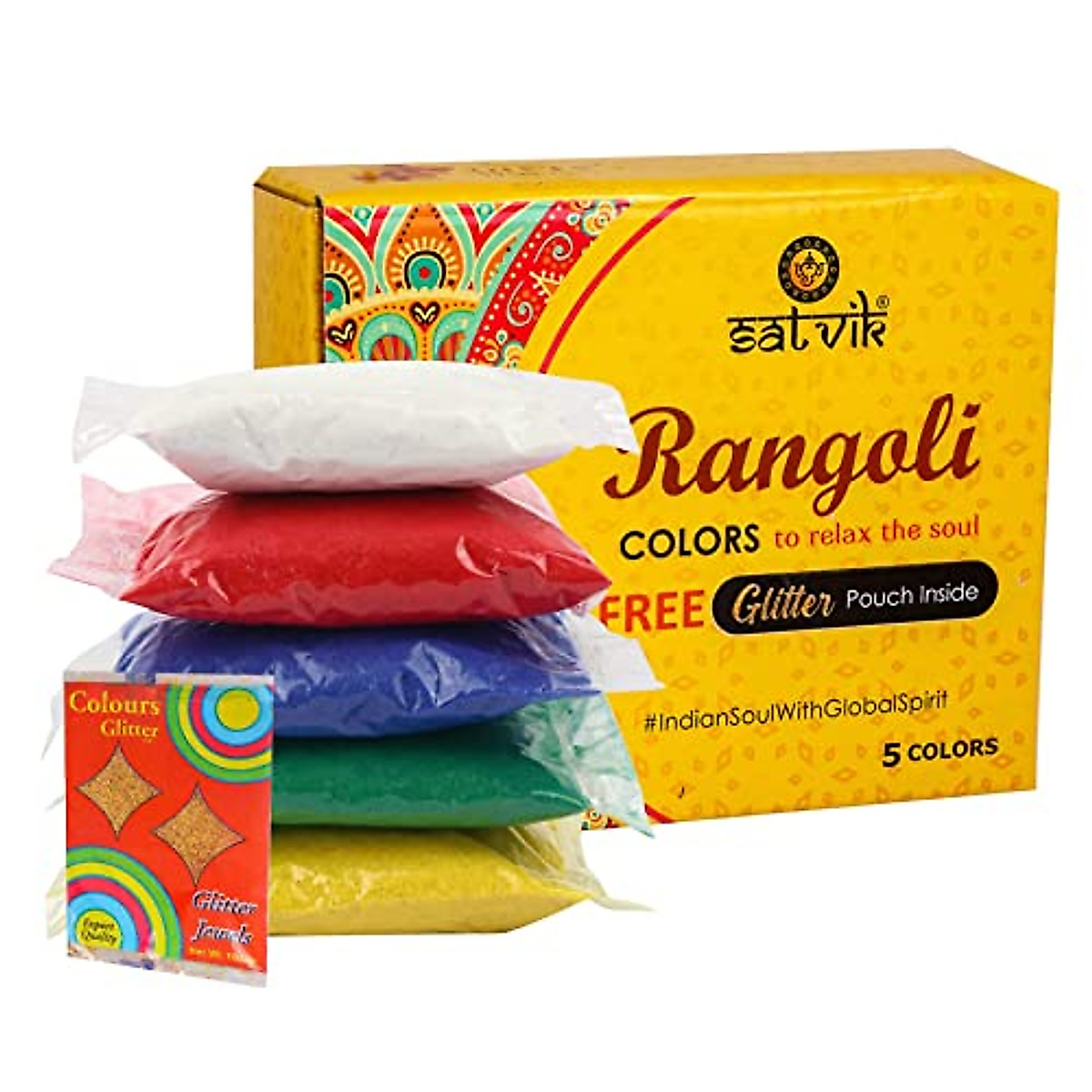 SATVIK 5 Shades Rangoli Colors | Vibrant Festival Art Supplies