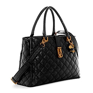 GUESS Gaia Triple Compartment Satchel, Black