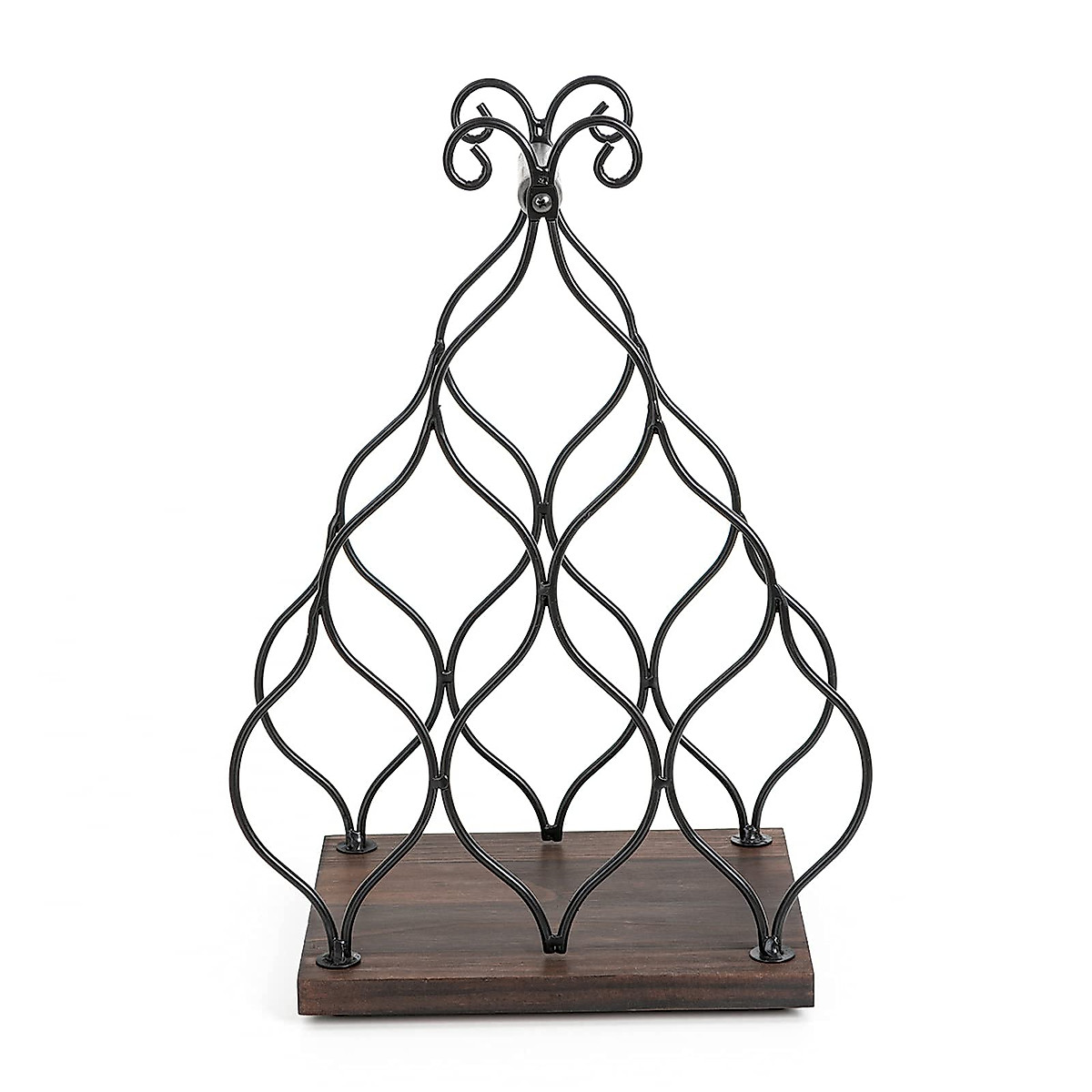SODUKU Countertop Wine Rack 6 Wine Bottles Holder Rustic Metal Wood Wine Storage Rack for Kitchen Table Bar