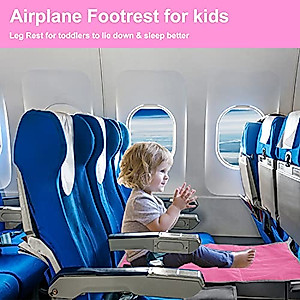 Kids Airplane Footrest, Lightweight Foldable Toddler Airplane Seat Extender Portable Toddler Travel Bed Kids Airplane Travel Essentials Airplane Travel Accessories for Kids (Pink)