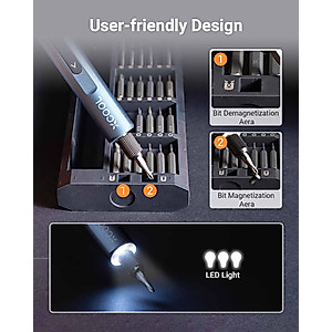 XCOOL Mini Electric Screwdriver Set with Drill Bits, 52-in-1 400RPM 5 Torque Settings Electric Precision Screwdriver, 48 Magnetic Bits, Pry Bar, Led, Tweezer, Electric Precision Screwdriver Kit for Pc