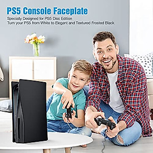 PowerextraPro PS5 Faceplate for Playstation 5 Console, Anti-Scratch Dustproof PS5 Console Cover, PS5 Plates for Disc Edition, Premium ABS Replacement PS5 Console Plate Cover for PS5 Console (Black)