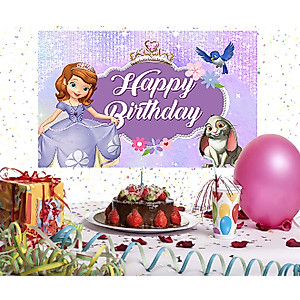 Purple Princess Backdrop for Birthday Party Supplies 5x3ft Princess Sofia Photo Backgrounds Sofia Theme Baby Shower Banner for Birthday Cake Table Decoration