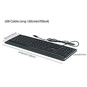 Wired Keyboard and Mouse Combo, YUMQUA Corded USB Computer Keyboard and Mouse Combo for Windows Laptop PC Desktop Notebook, Black