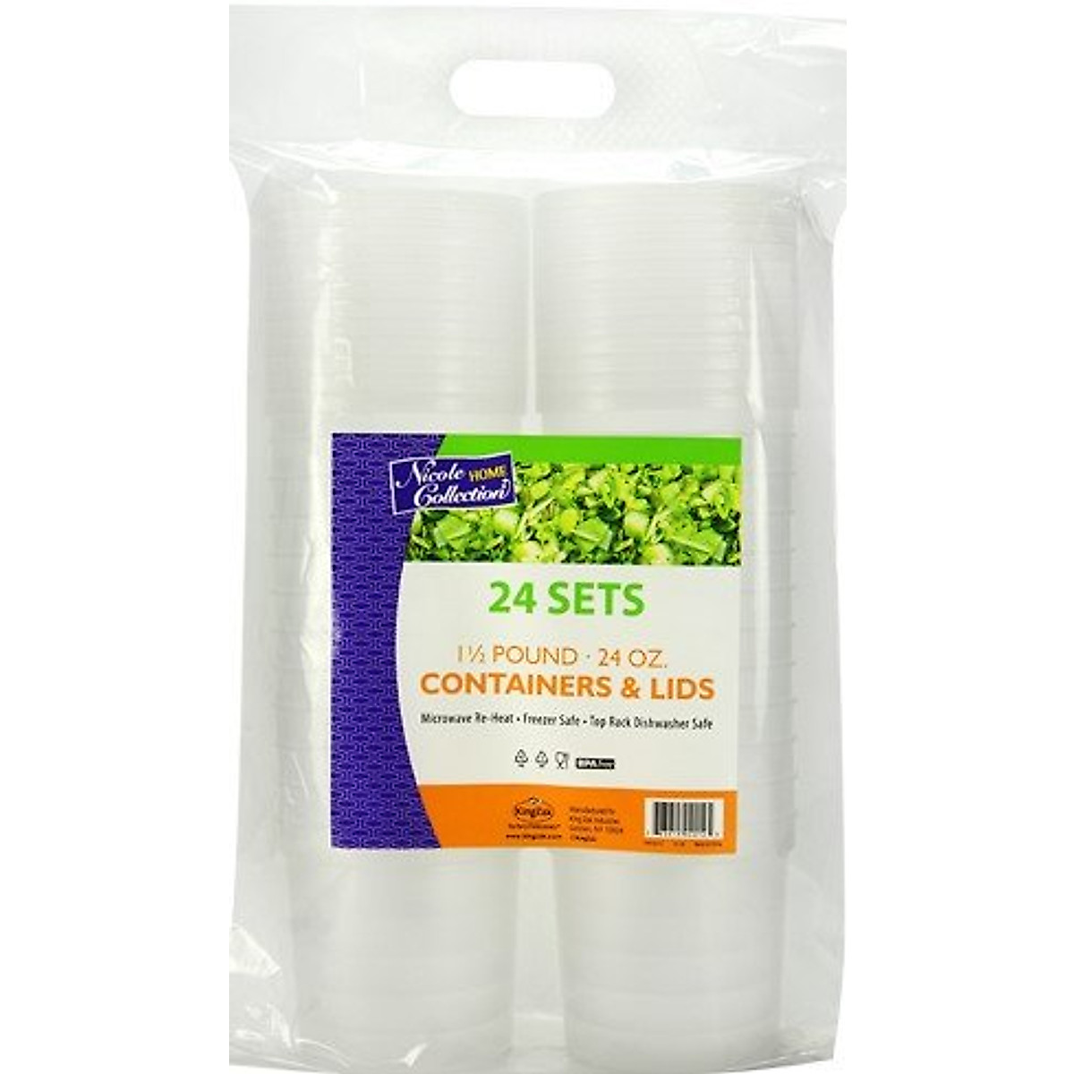 Nicole Home Collection Deli Food Storage Containers with Lids, 24-Ounce, 24-Pack, Leak Proof, Airtight, Microwave & Dishwasher Safe, Stackable, Reusable, And BPA Free