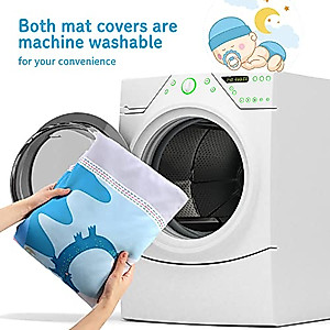 Baby Play Gym, Baby Play Mat Activity Gym with 2 Visual Replaceable Washable Mat Covers and 5 Toys Visual, Hearing, Touch, Cognitive Development for Baby to Toddler