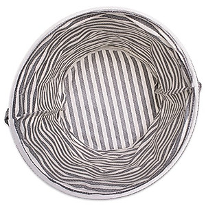 DII Laundry Storage Collection Cabana Stripe Collapsible and Waterproof Bins, Round Hamper, 13.75x20, Black