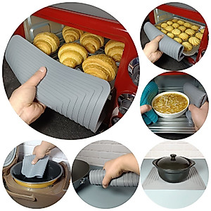 SUNMVEHOT Silicone Trivets Kitchen Gadgets Set, Silicone Trivets for Hot Dishes, Trivets for Hot Pots and Pans, Grey Silicone Hot Pads for Kitchen, Multi-Purpose Hot Pads Heat Resistant 2 Pack