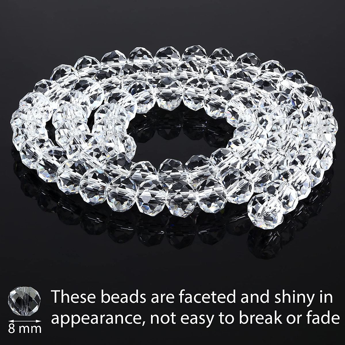 680 Pieces Clear Crystal Glass Beads Bulk Transparent Rondelle Bicone Glass Stone Beads for Jewelry Making, Craft, DIY Bracelet, Necklace, Dolls, Suncatcher