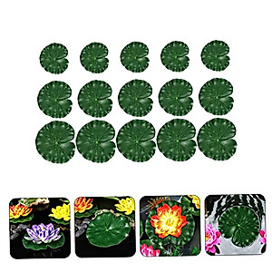 Totority 15pcs Simulated Lotus Leaf Artificiales para Artificial Plants Leaf Decor Artificial Foliage Stem Artificial Pond Plants Lilly Pads Fish Tank Ornament Photo Props