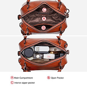 FOXLOVER Small Leather Crossbody Bags for Women Lady Shoulder Bag Top Handle Mini Handbag and Purse