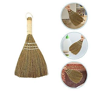 HEMOTON Whisk Broom Hand Broom Soft Natural Bristles Small Whisk Broom Desk Cleaning Brush for Indoor Outdoor