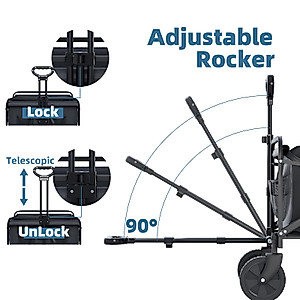 Collapsible Foldable Beach Wagon Carts with 360° Rotating Wheels for All Terrain, Utility Heavy Duty Folding Wagon with 300LBS Capacity for Grocery, Sand, Garden, Outdoor, Camping (Black)